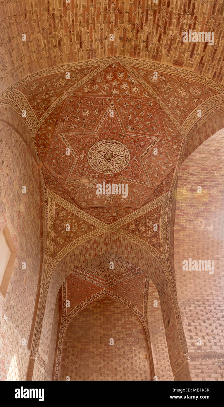 detail of stucco in galleries of Mausoleum of Uljaytu, Sultaniyya, Iran ...