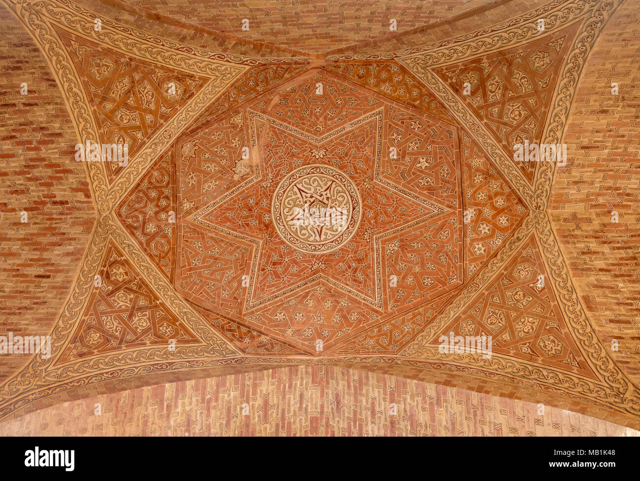 detail of stucco in galleries of Mausoleum of Uljaytu, Sultaniyya, Iran ...