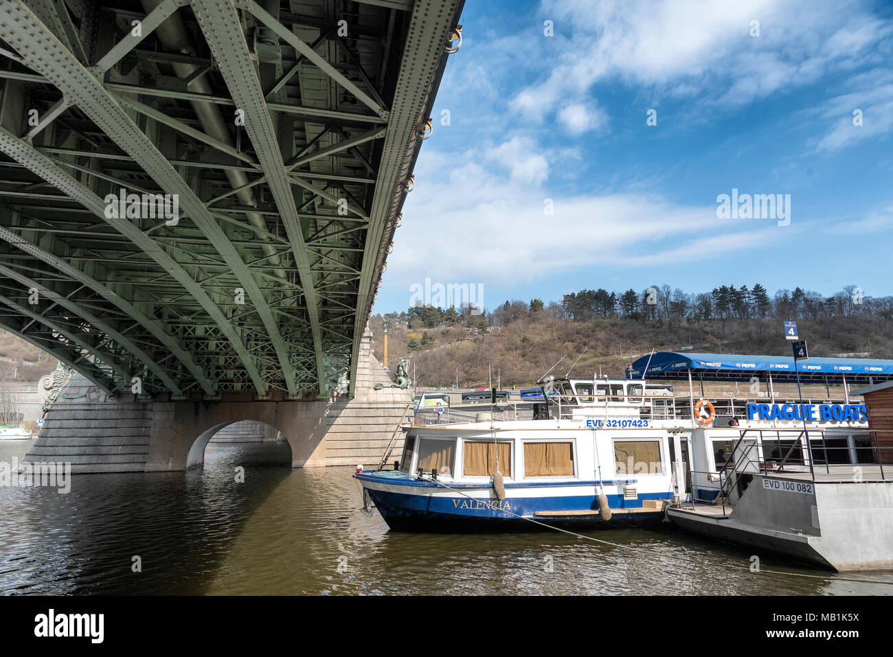 Tourist boat on the Vltava River Stock Photo - Alamy