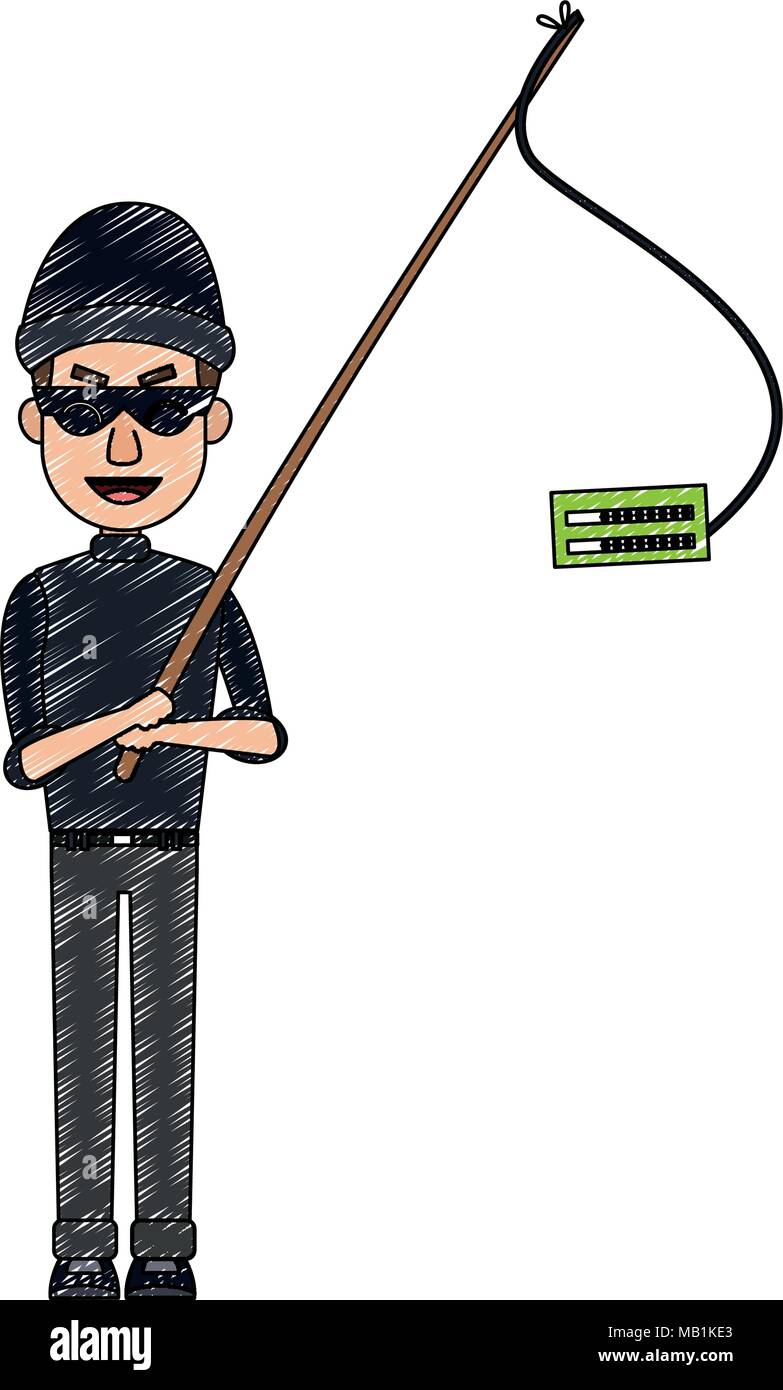Hacker with fishing rod scribble Stock Vector Image & Art - Alamy