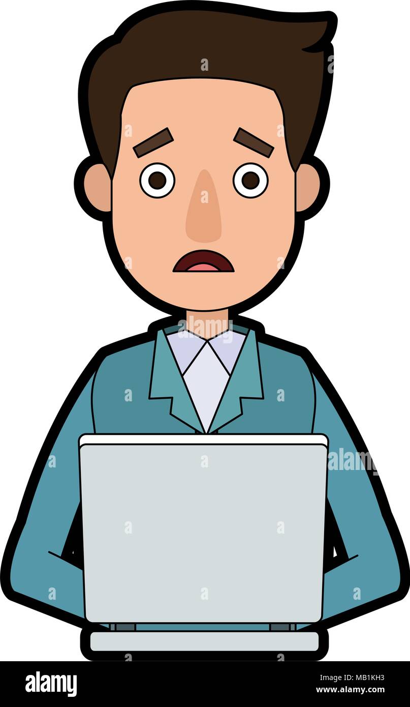 Computer person worried Stock Vector Images - Alamy
