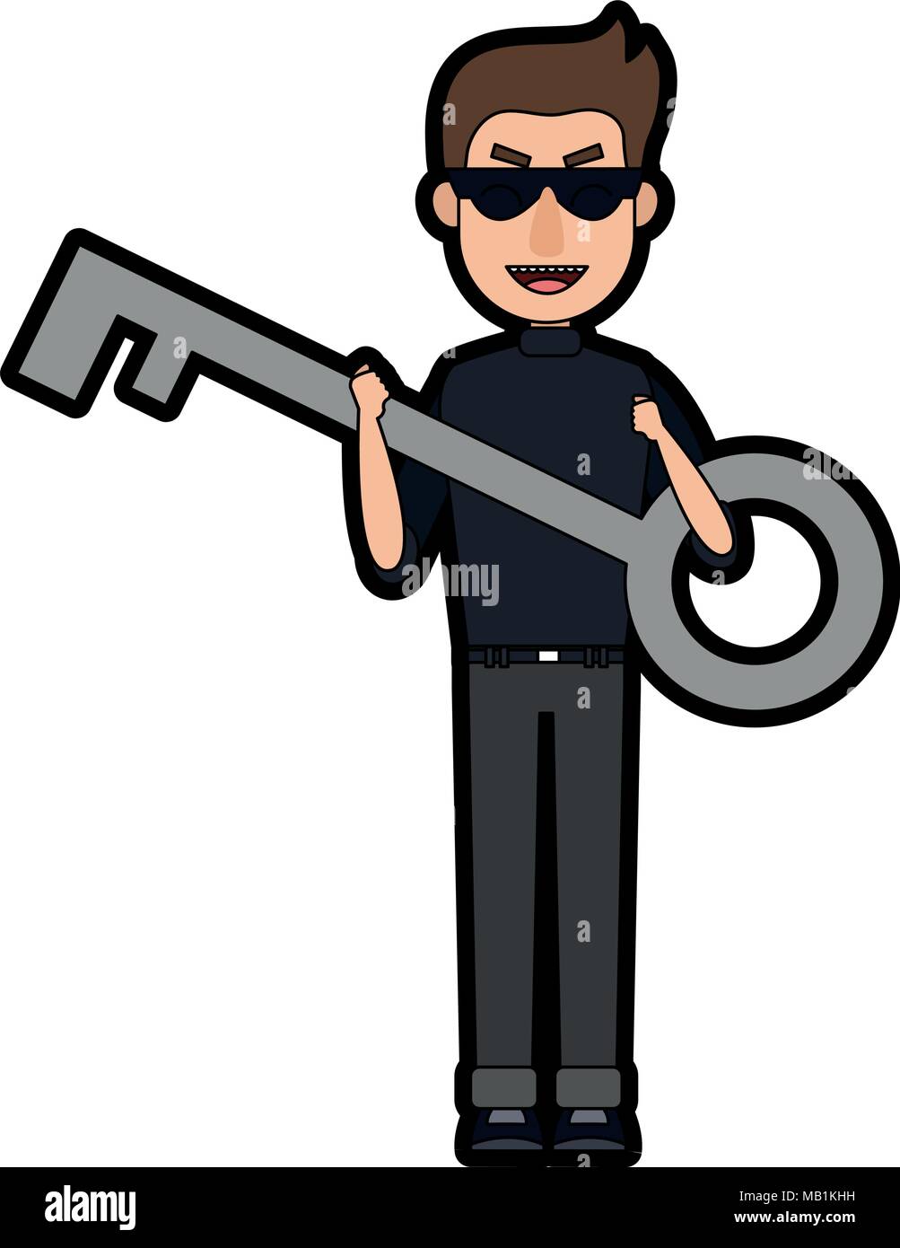 Thief with key cartoon Stock Vector Image & Art - Alamy