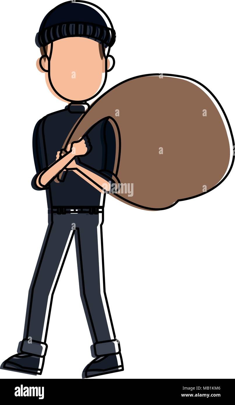 Thief man with bag cartoon Stock Vector Image & Art - Alamy
