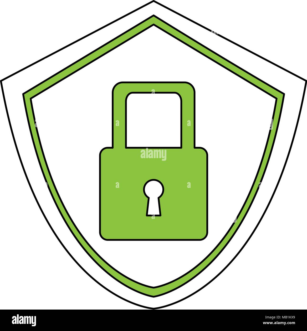 Padlock on shield symbol Stock Vector Image & Art - Alamy