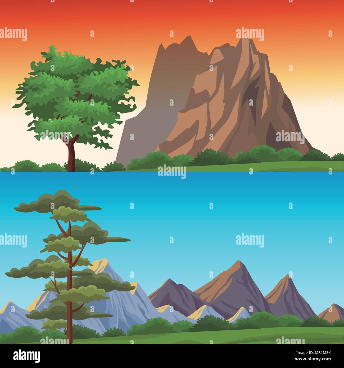Two differents landscapes Stock Vector Image & Art - Alamy