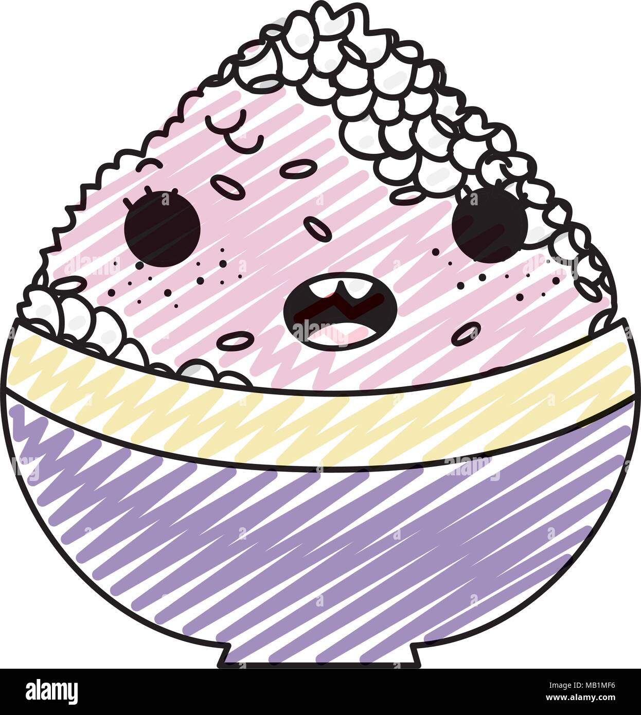 doodle kawaii surprised rice japanese food Stock Vector Image & Art - Alamy