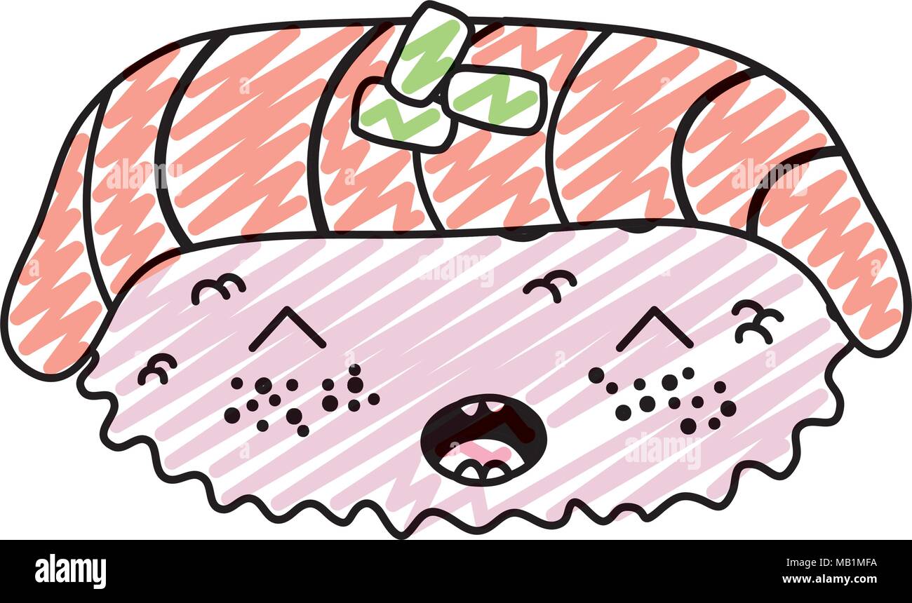 Doodle Kawaii Nigiri Sushi Nice Japanese Food Stock Vector Image And Art