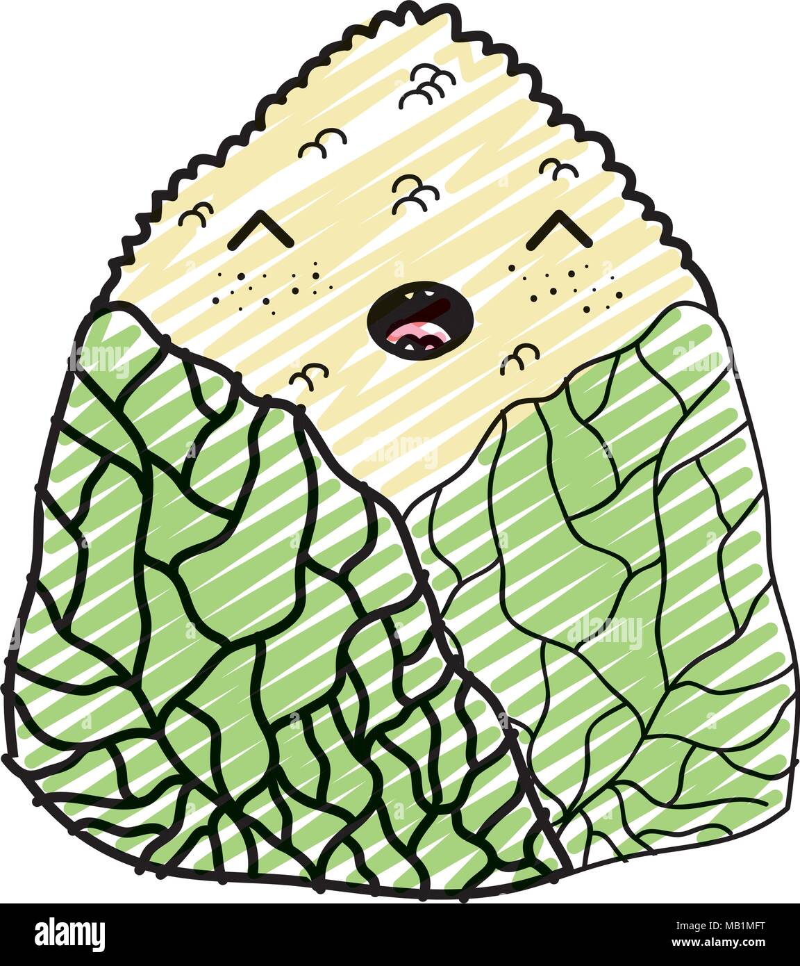 doodle kawaii rice with vegetable japanese food Stock Vector Image ...