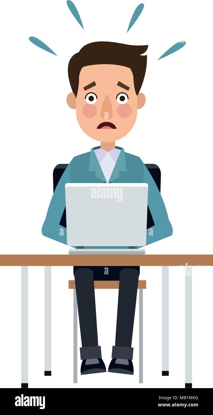 Computer person worried Stock Vector Images - Alamy