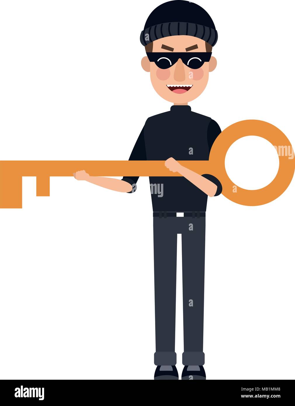 Thief with key cartoon Stock Vector Image & Art - Alamy