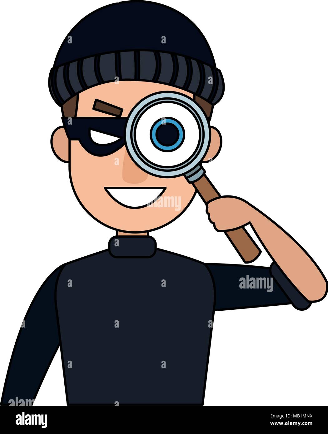 Thief with magnifying glass cartoon Stock Vector Image & Art - Alamy