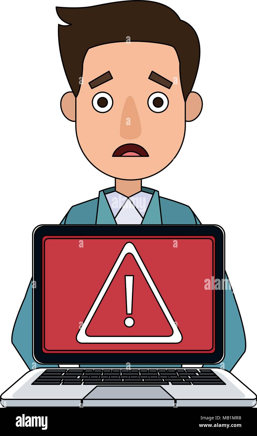 Man with hacked laptop Stock Vector Image & Art - Alamy