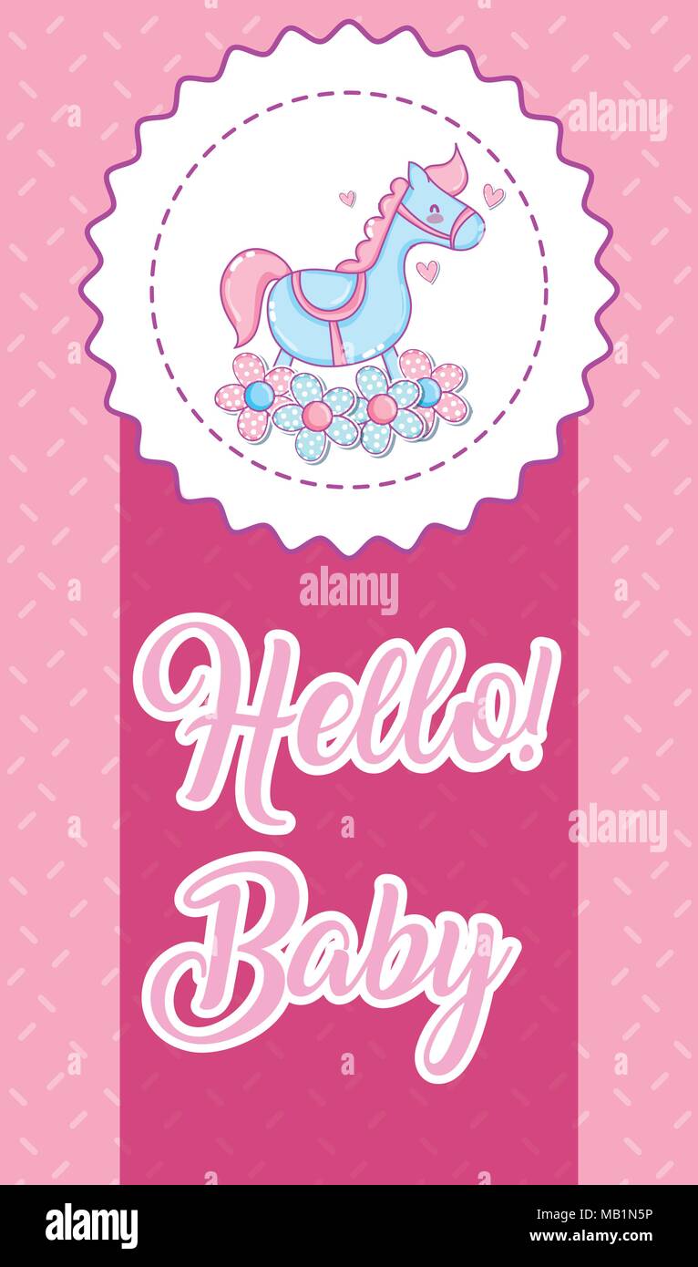 Hello baby card on colorful colors vector illustration graphic design ...