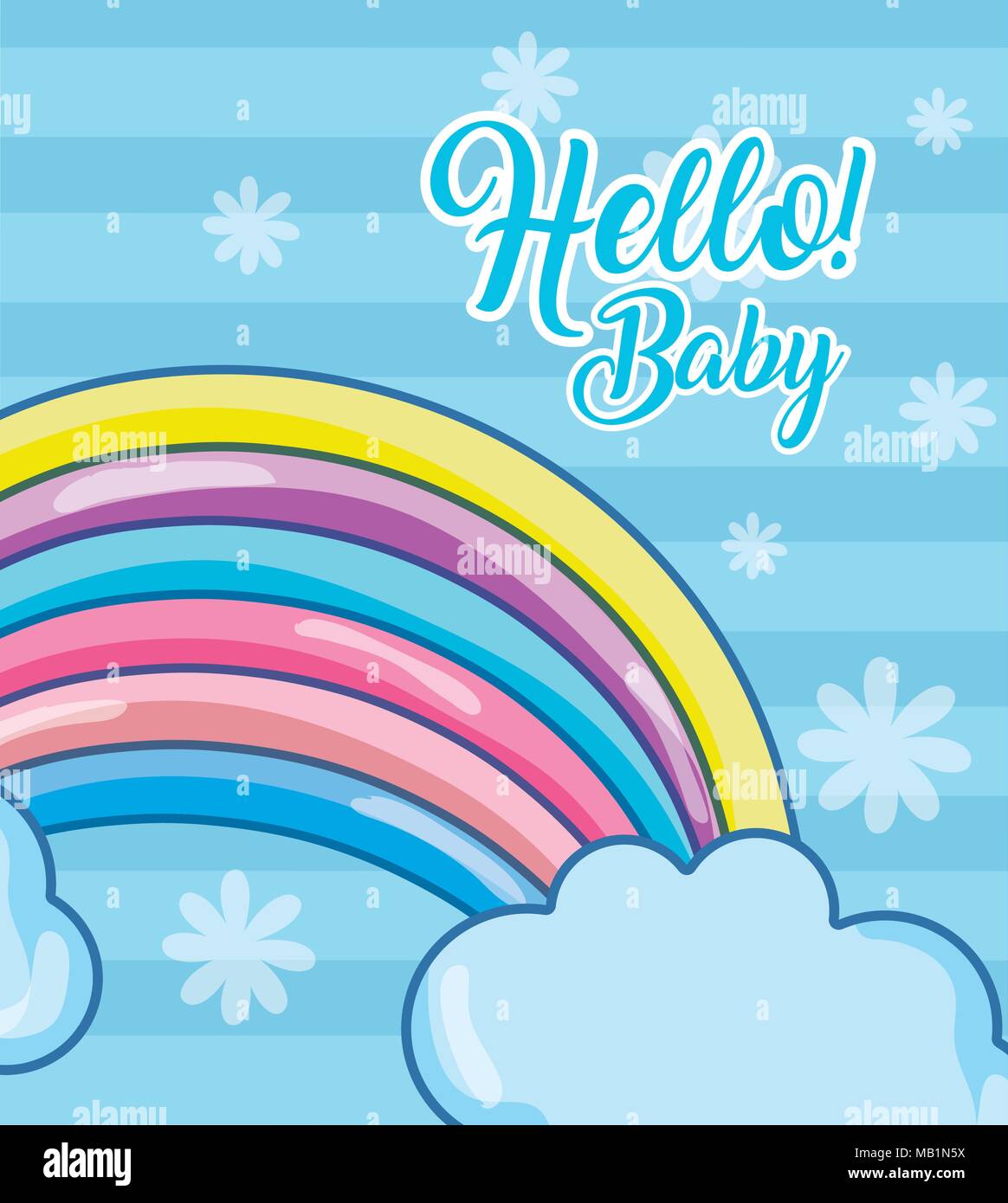 Hello baby card with cute cartoons vector illustration graphic design ...