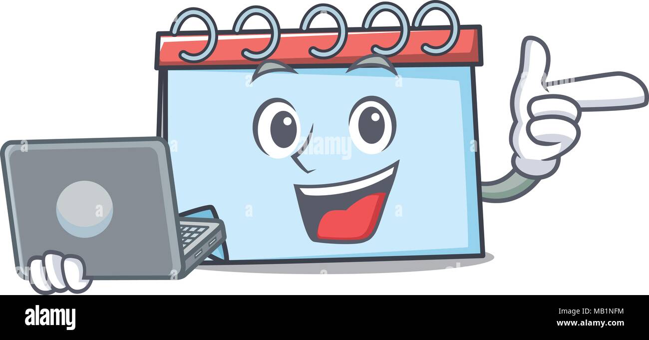 With laptop calendar character cartoon style Stock Vector Image & Art ...