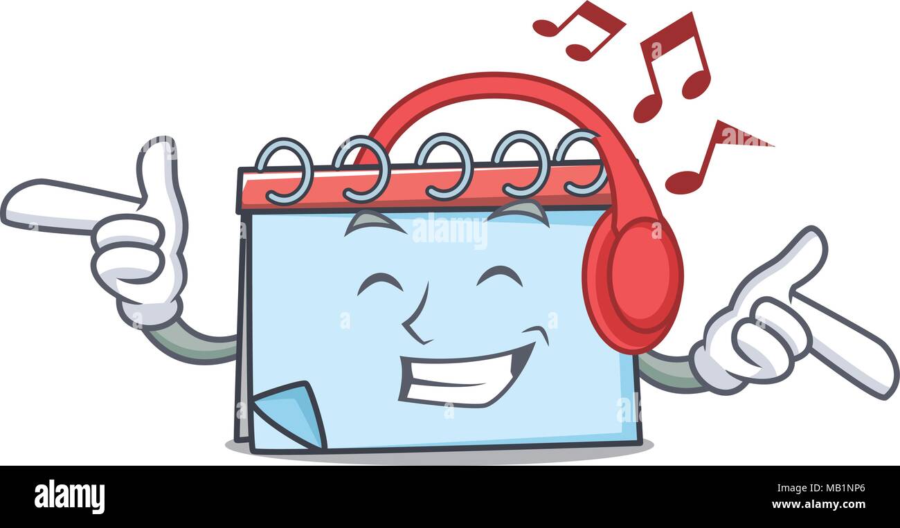Listening music calendar mascot cartoon style Stock Vector Image & Art ...