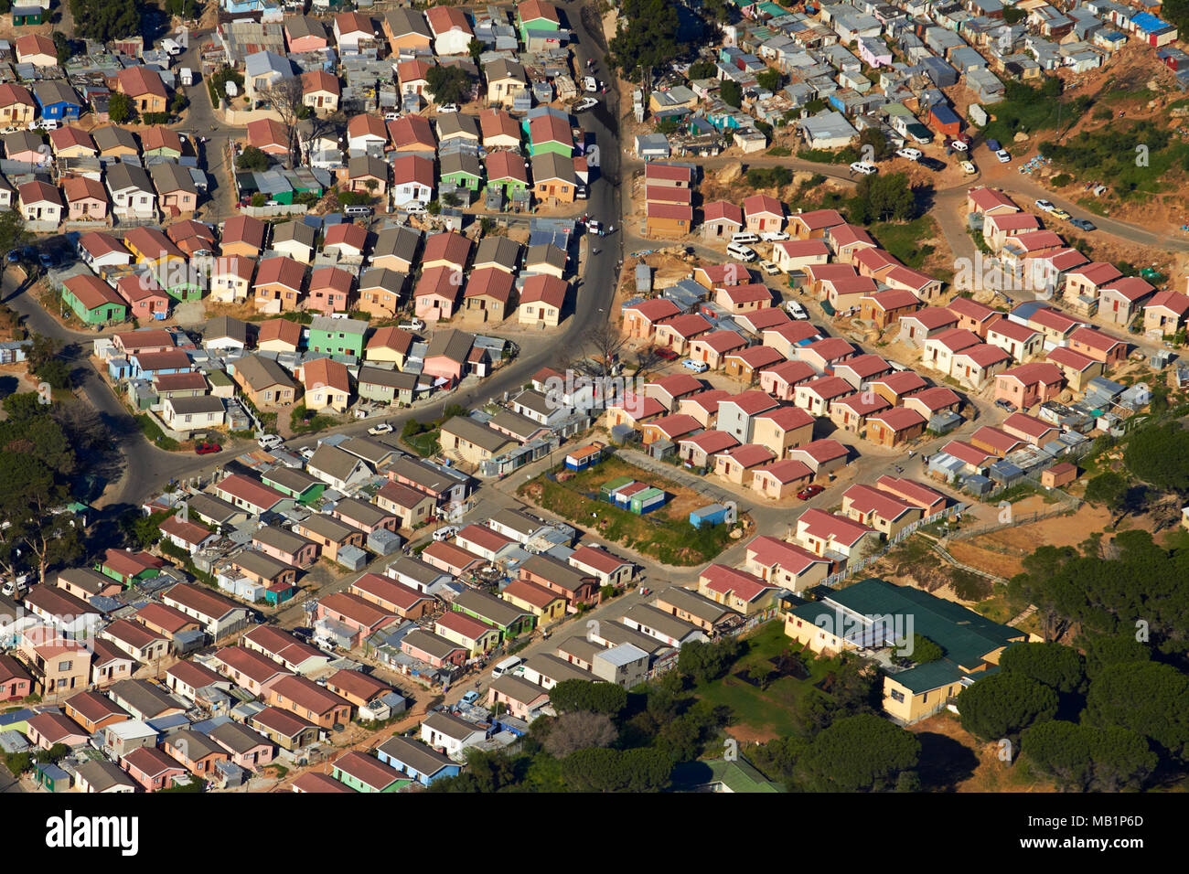 Imizamo Yethu township, Hout Bay, Cape Town, South Africa - aerial ...