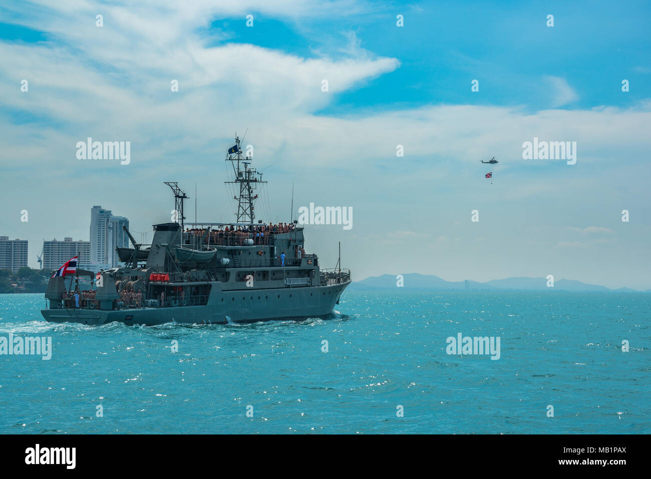 Pattaya, Thailand - November 9, 2017, Navy warship on sea on the 50th ...