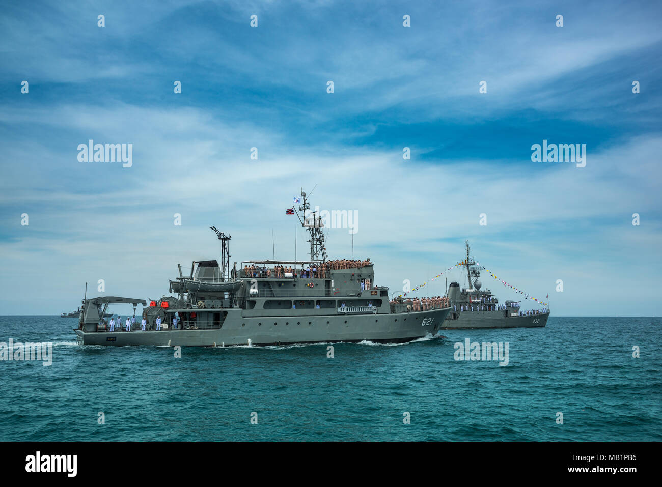 Pattaya, Thailand - November 9, 2017, Navy warship on sea on the 50th ...