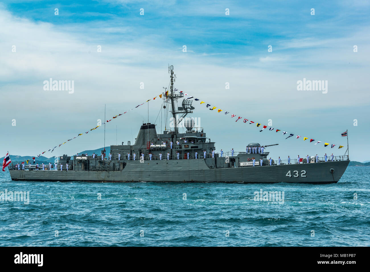 Pattaya, Thailand - November 9, 2017, Navy warship on sea on the 50th ...