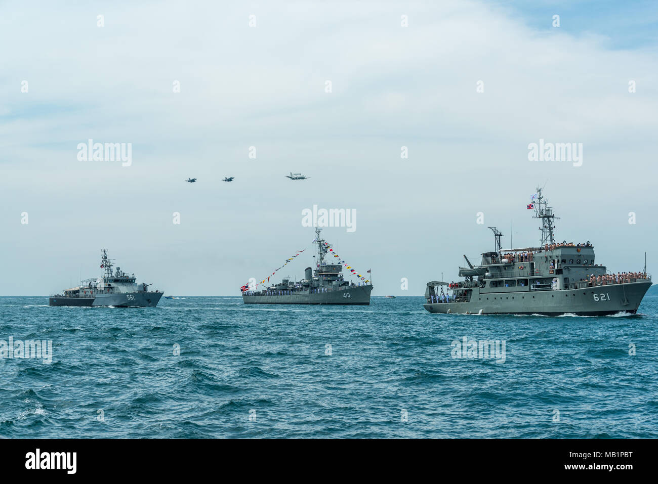 Pattaya,Thailand - November 9, 2017:Navy warships running on sea while ...