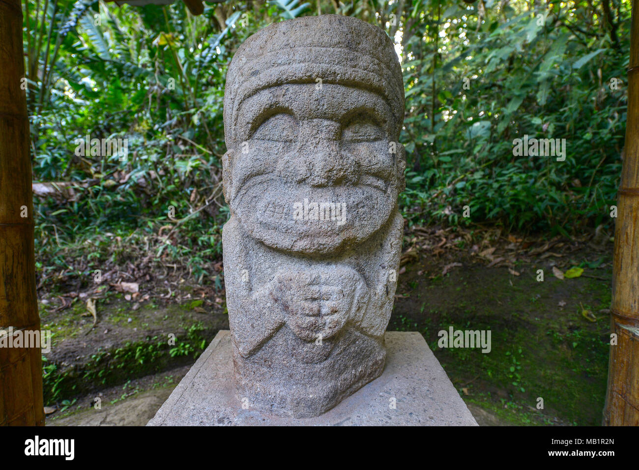 Ancient pre-columbian statues in San Agustin, Colombia. Archaeological ...