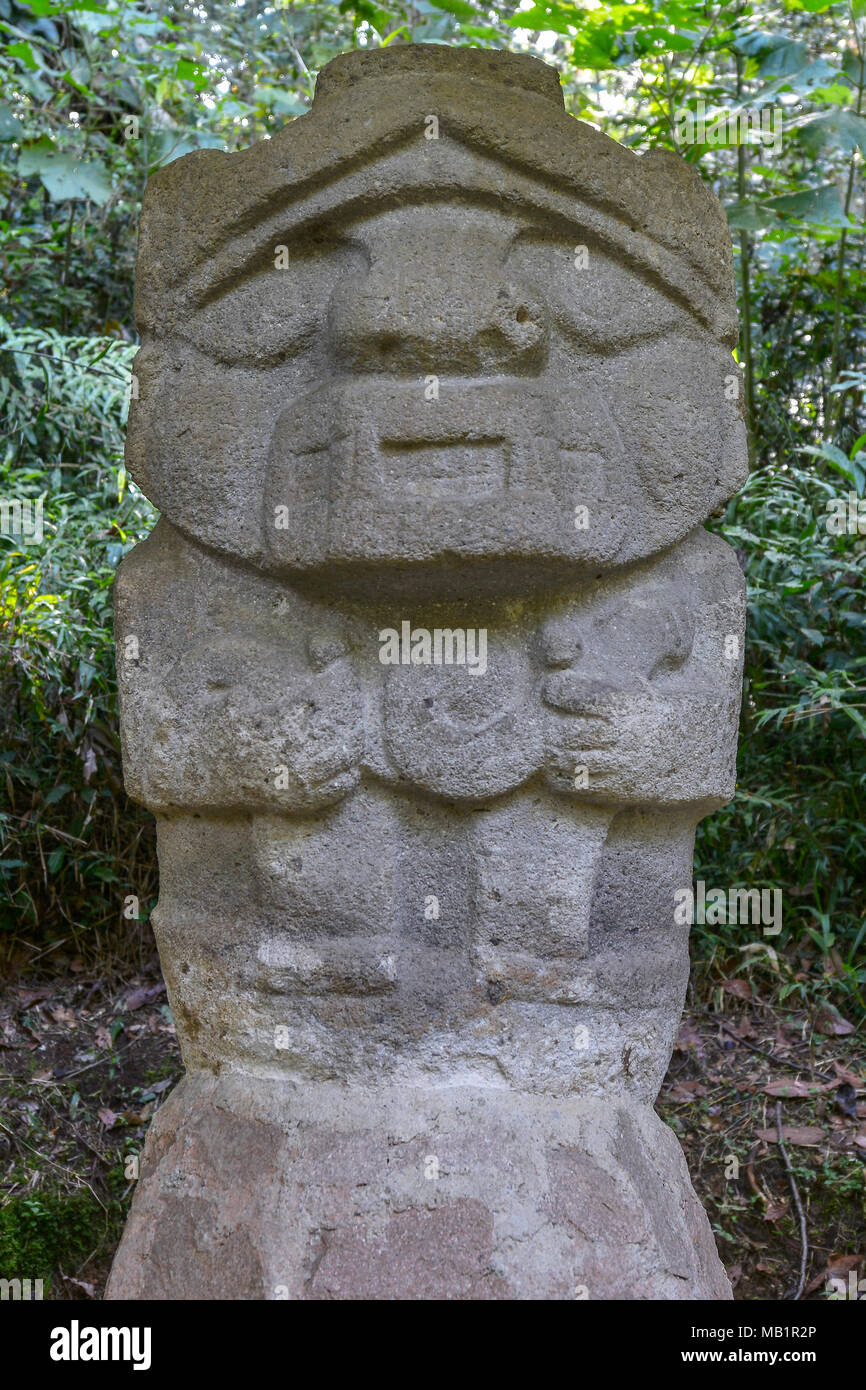 Ancient pre-columbian statues in San Agustin, Colombia. Archaeological ...