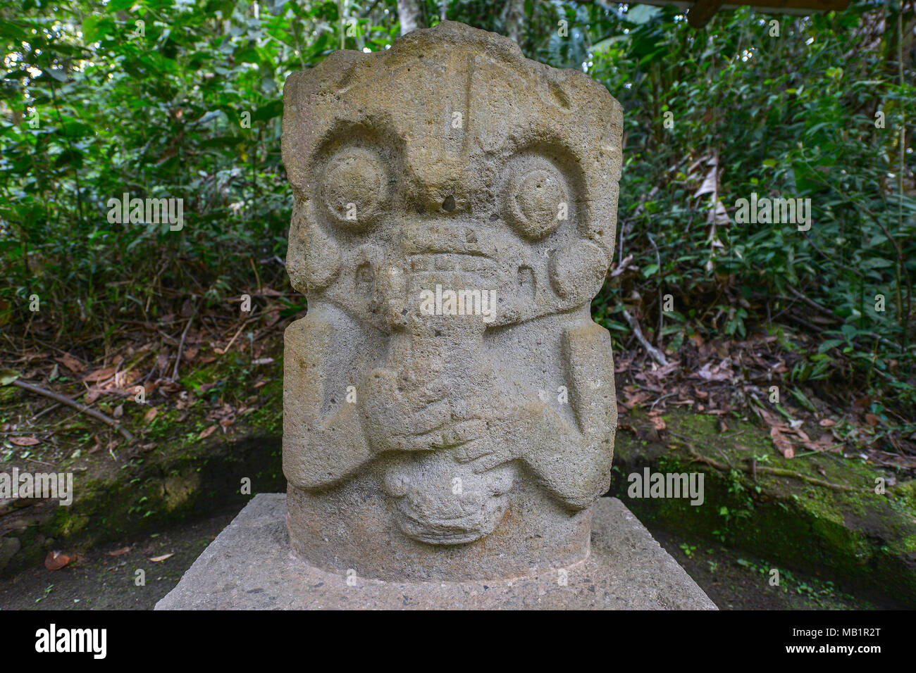 Ancient pre-columbian statues in San Agustin, Colombia. Archaeological ...
