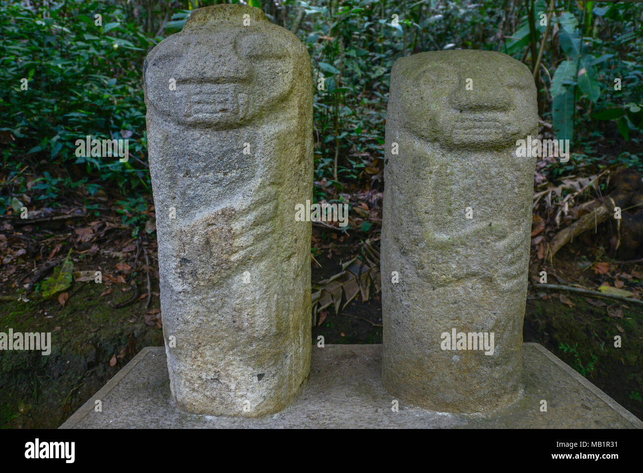 Ancient pre-columbian statues in San Agustin, Colombia. Archaeological ...