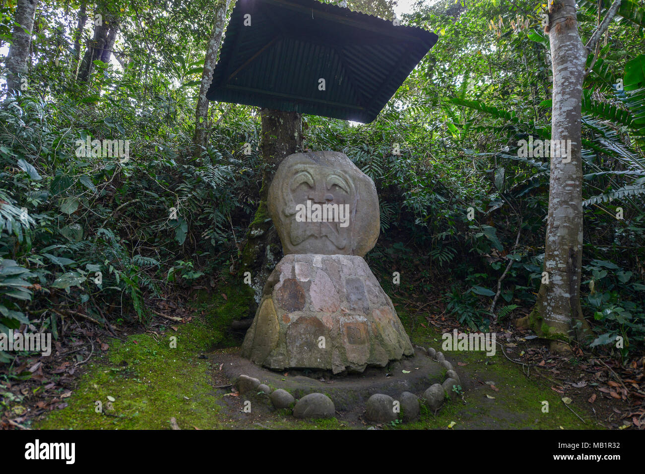 Ancient pre-columbian statues in San Agustin, Colombia. Archaeological ...