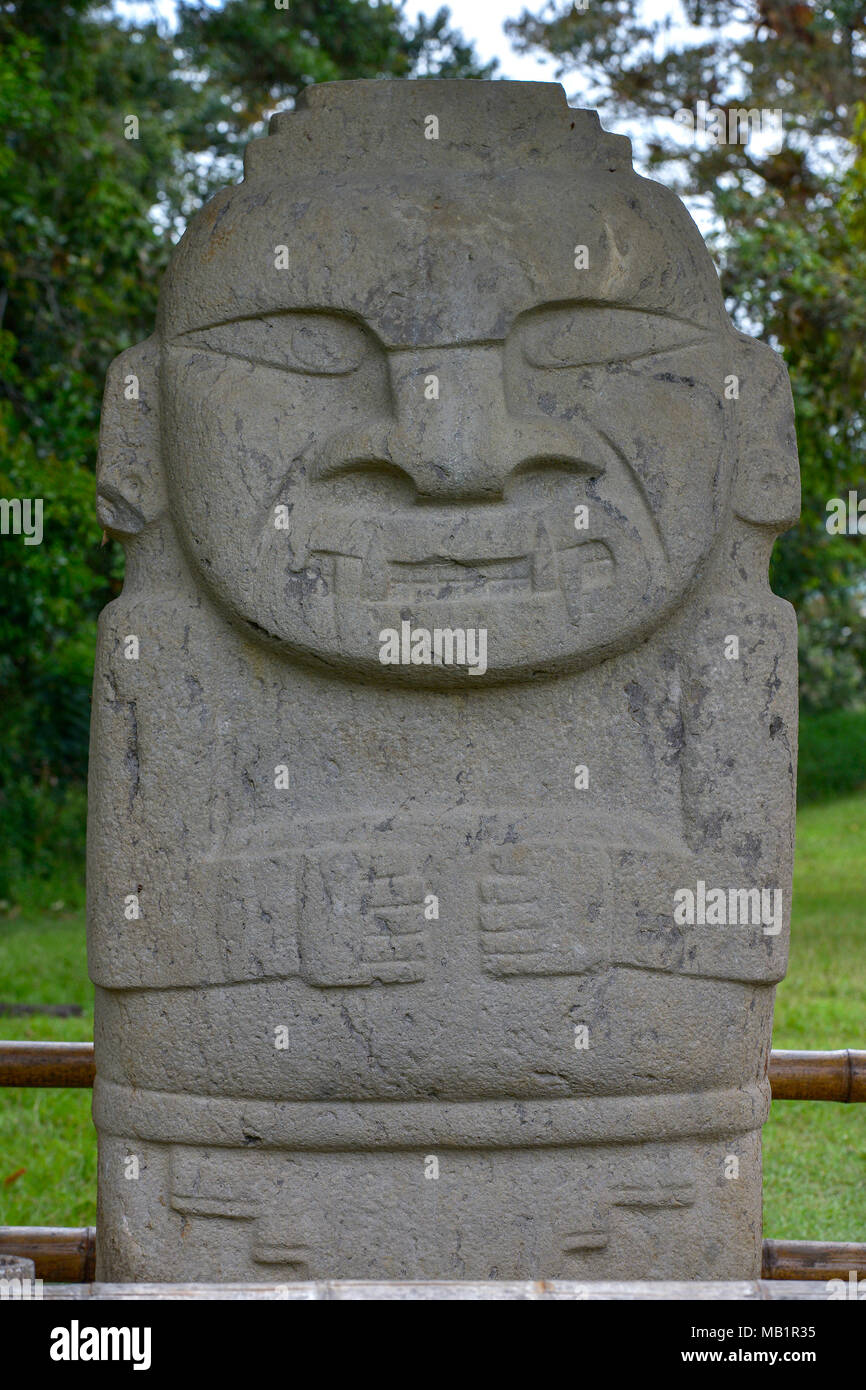 Ancient pre-columbian statues in San Agustin, Colombia. Archaeological ...