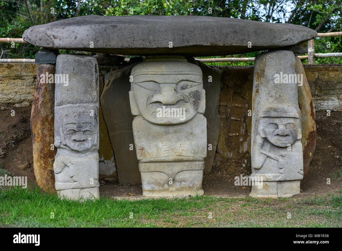 Ancient pre-columbian statues in San Agustin, Colombia. Archaeological ...