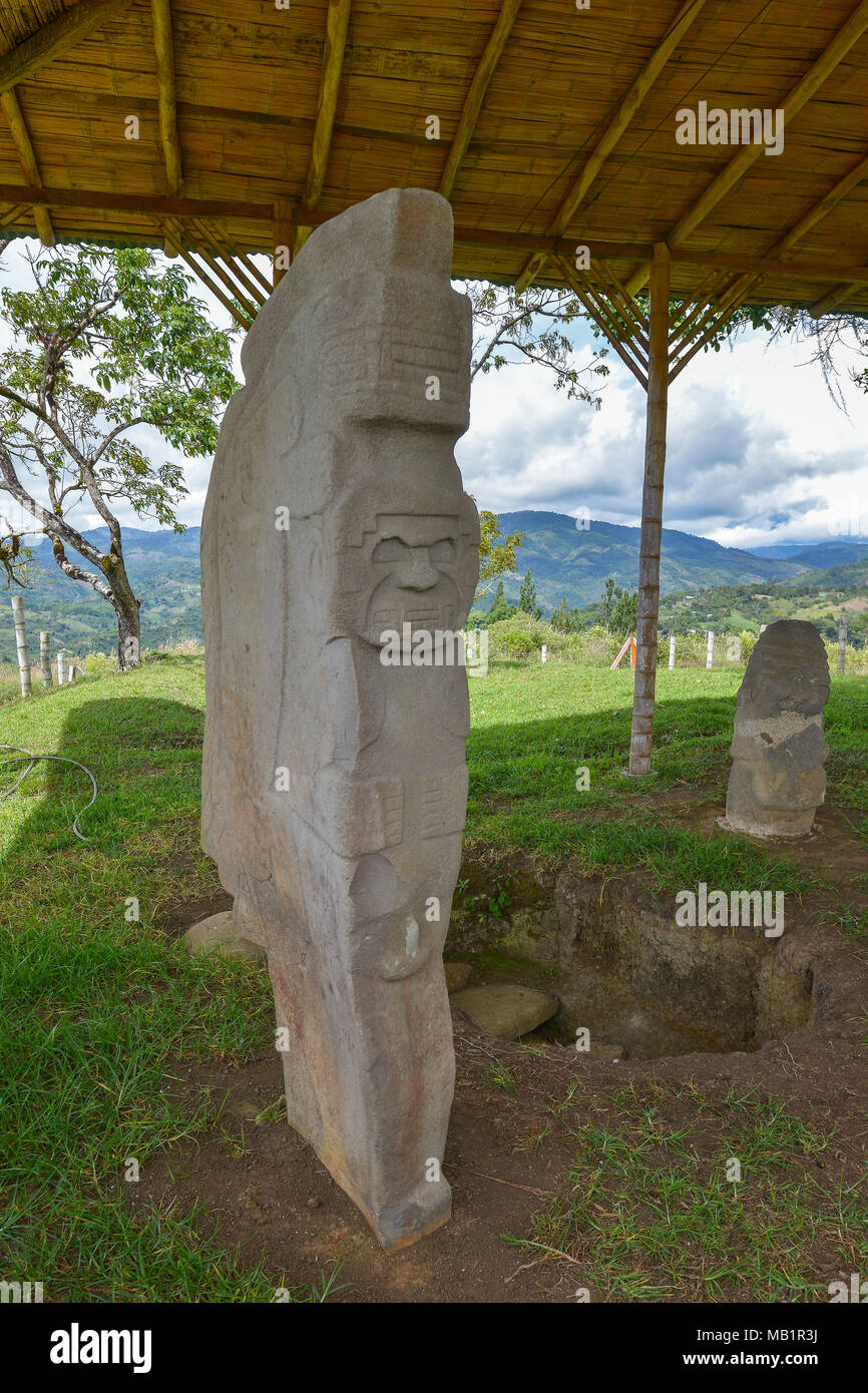 Ancient pre-columbian statues in San Agustin, Colombia. Archaeological ...