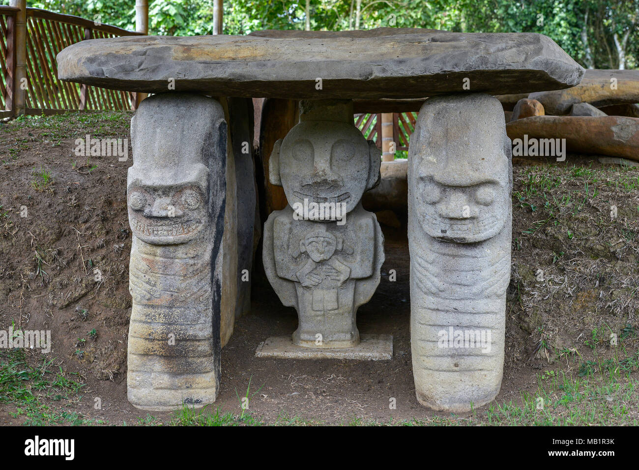 Ancient pre-columbian statues in San Agustin, Colombia. Archaeological ...