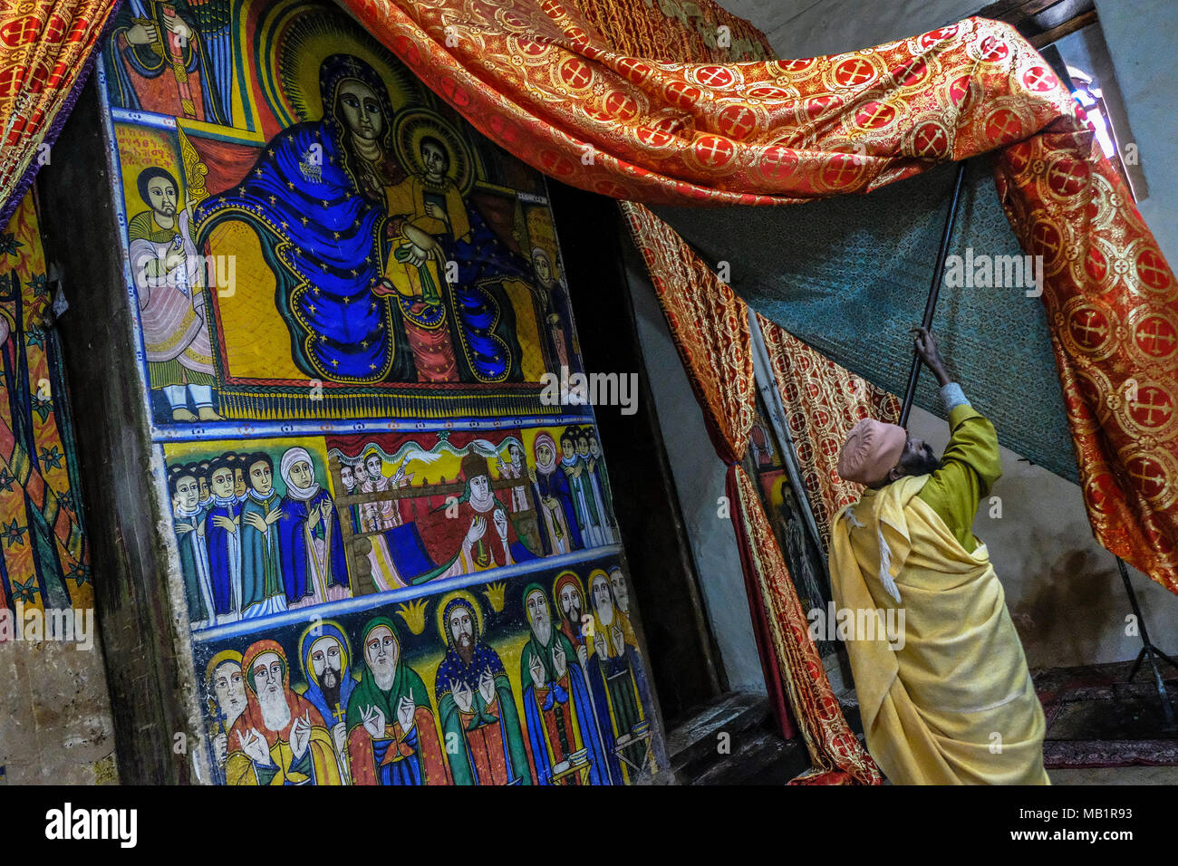 Aksum, Ethiopia - January 12, 2018: Interior of the church of Our Lady ...