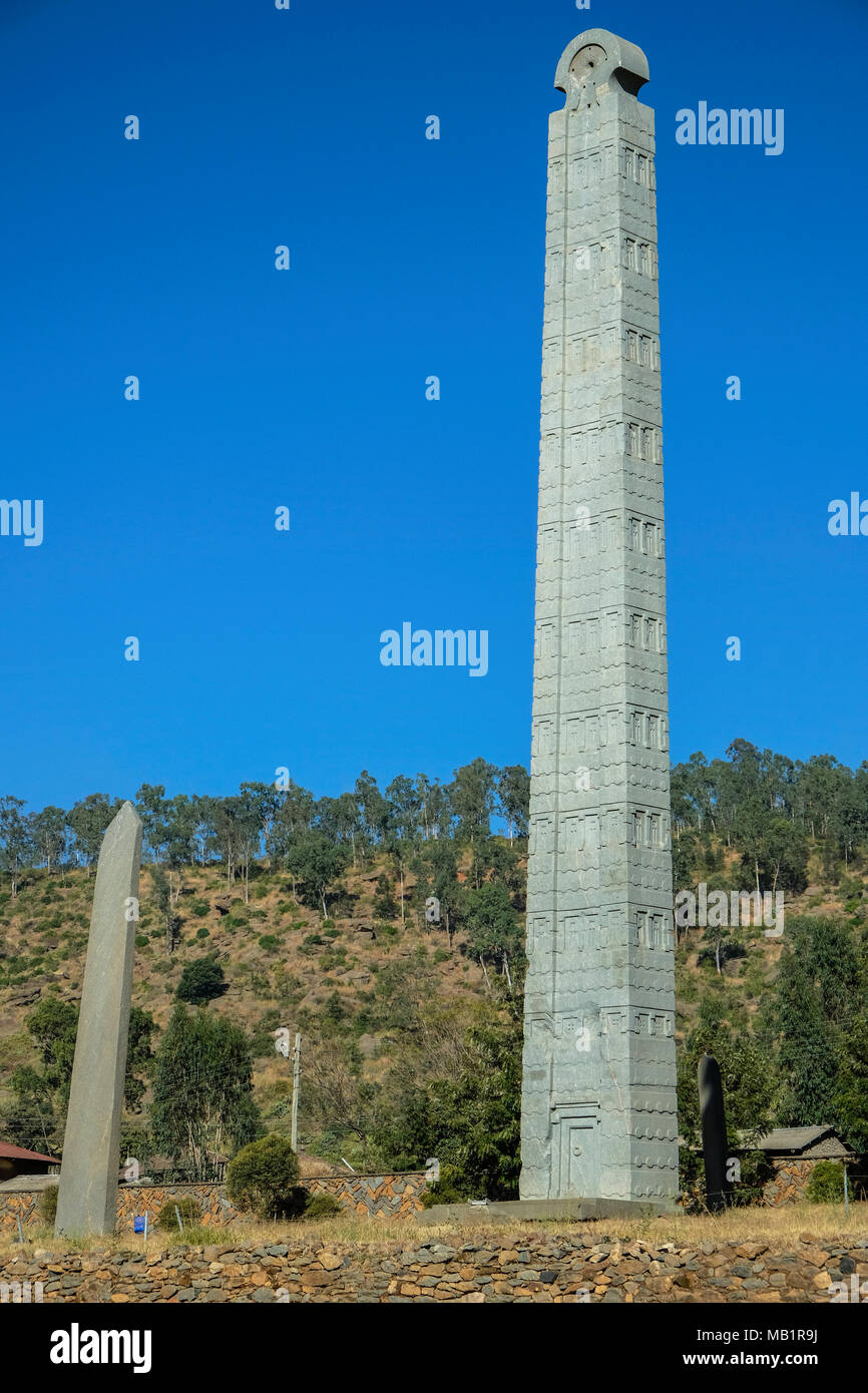 The stele of Aksum, famous obelisks in Aksum, Ethiopia, UNESCO World ...