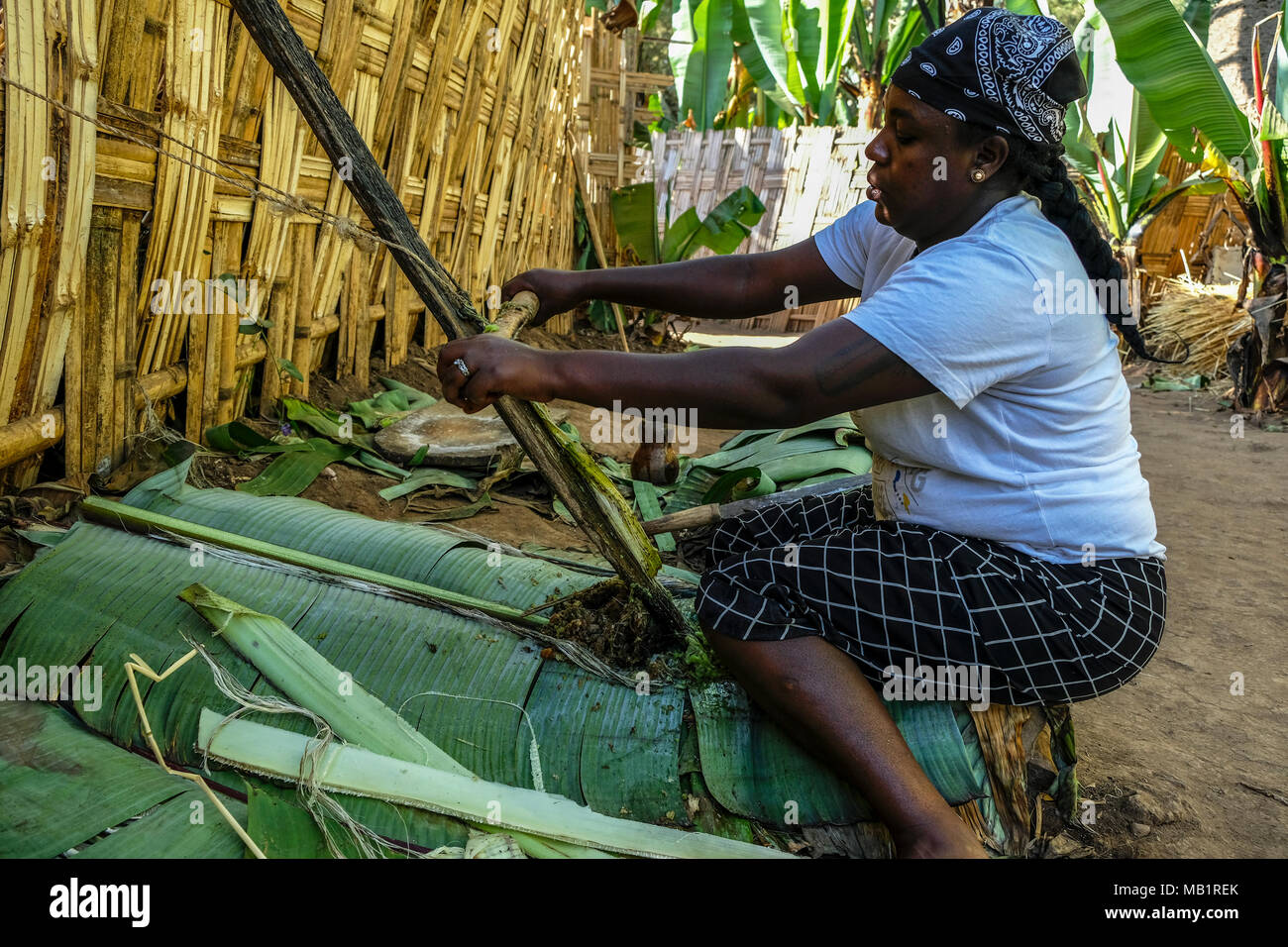 Chencha, Ethiopia, January 22, 2018: African woman of the Dorze ethnic ...