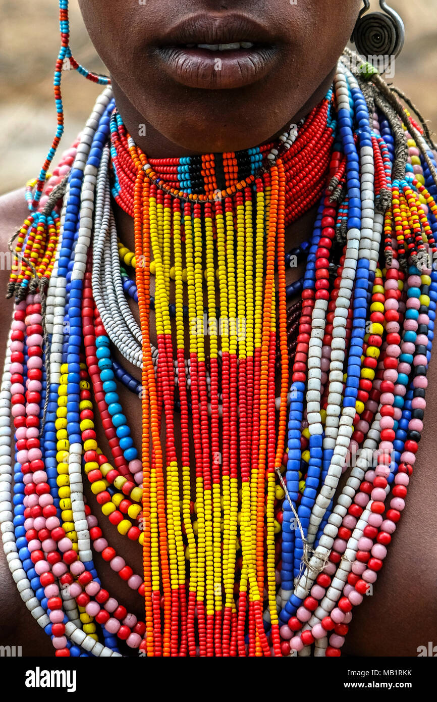 Close Up Of A Woman From The Arbore Tribe With Traditional Jewelry Omo