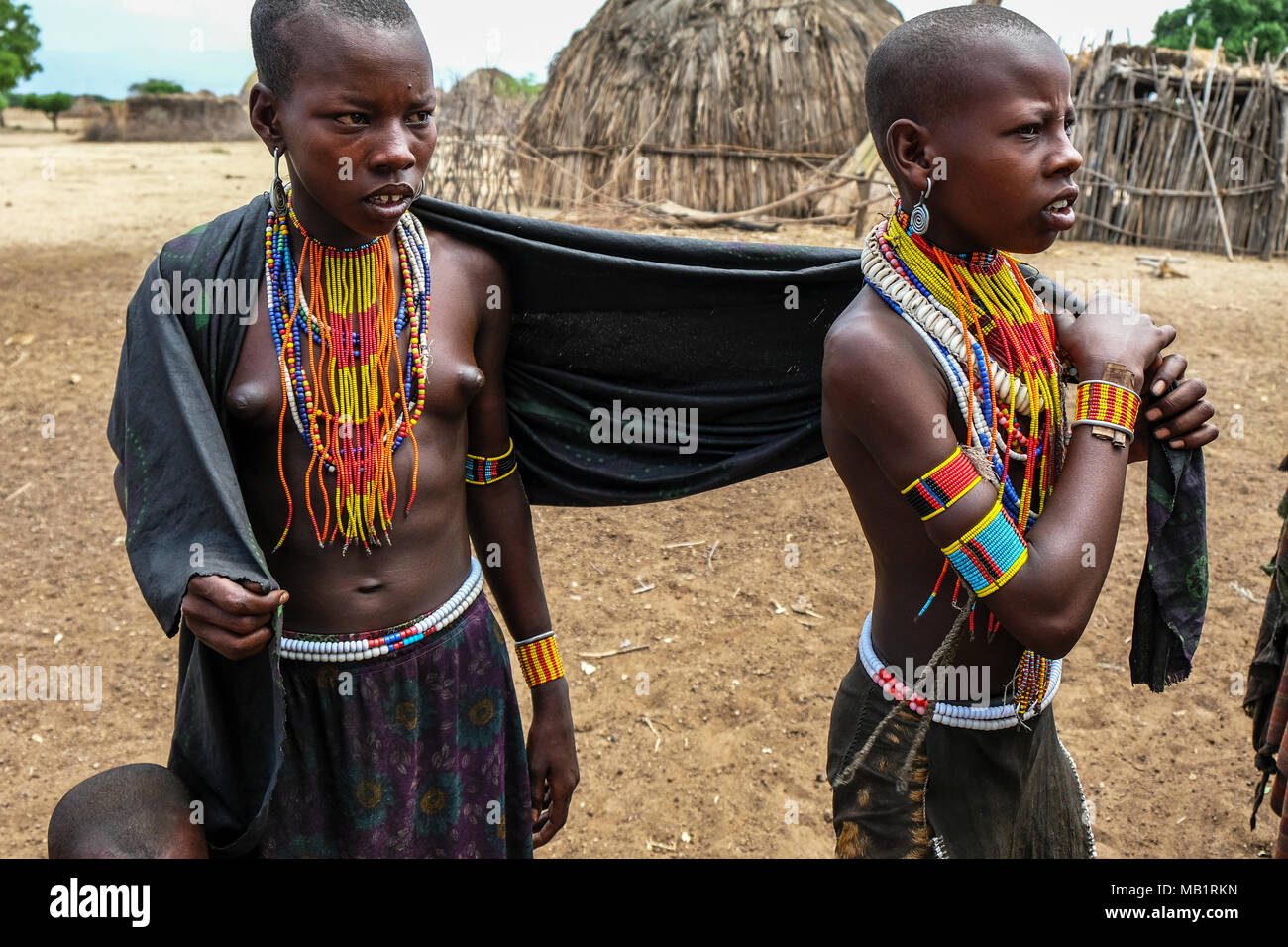 Omo Valley, Ethiopia, January 26, 2018: Unidentified women from Arbore ...
