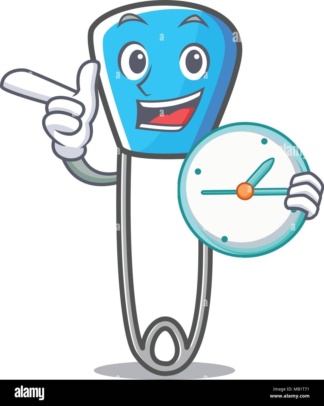 Clock safety pin character cartoon Stock Vector Image & Art - Alamy