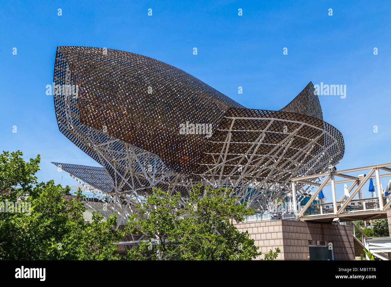 BARCELONA, SPAIN, JUNE 6, 2017: Monument El Pez Dorado in the Olympic ...