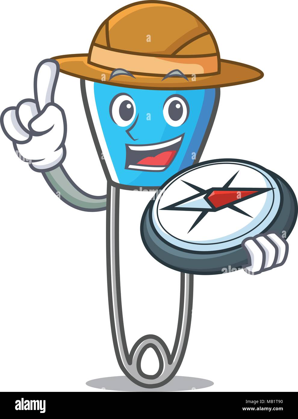 Explorer safety pin mascot cartoon Stock Vector Image & Art - Alamy