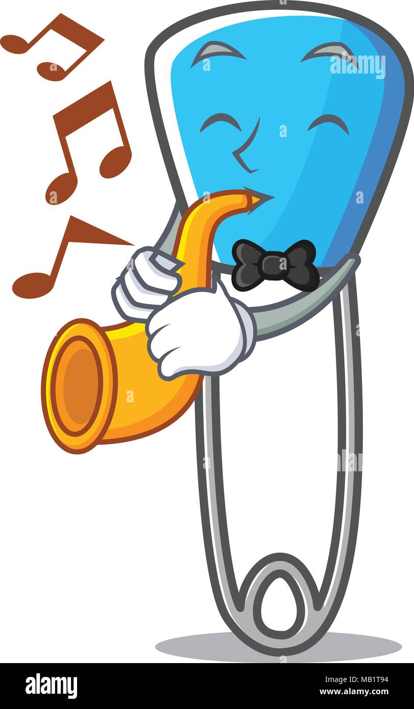 Trumpet safety pin mascot cartoon Stock Vector Image & Art - Alamy