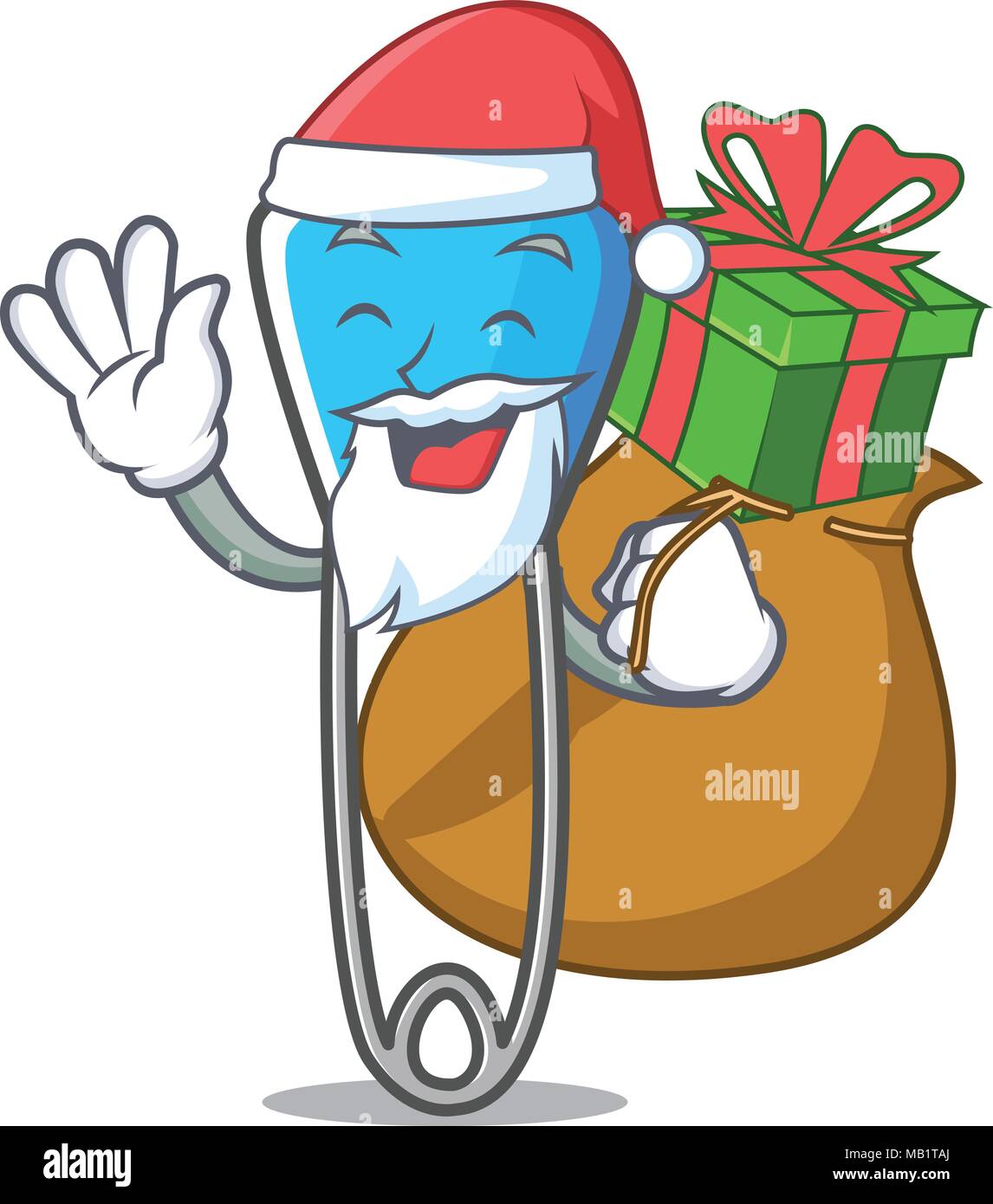 Santa with gift safety pin mascot cartoon Stock Vector Image & Art - Alamy