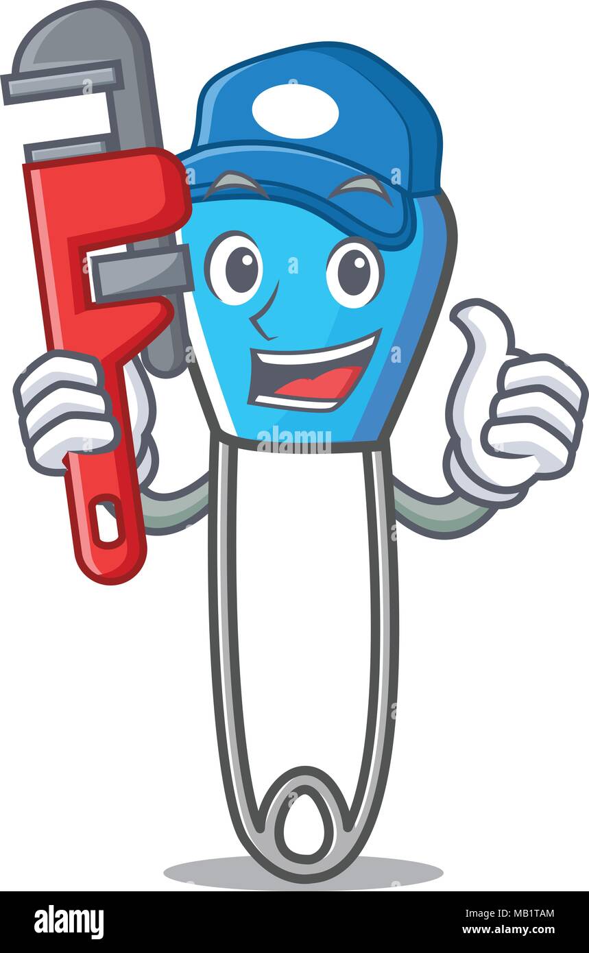 Plumber safety pin mascot cartoon Stock Vector Image & Art - Alamy