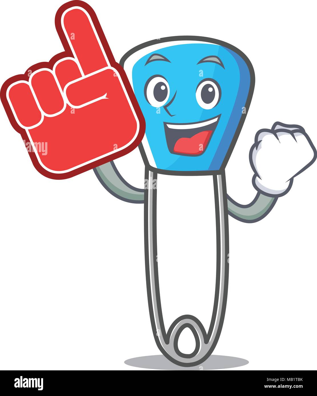 Foam finger safety pin mascot cartoon Stock Vector Image & Art - Alamy