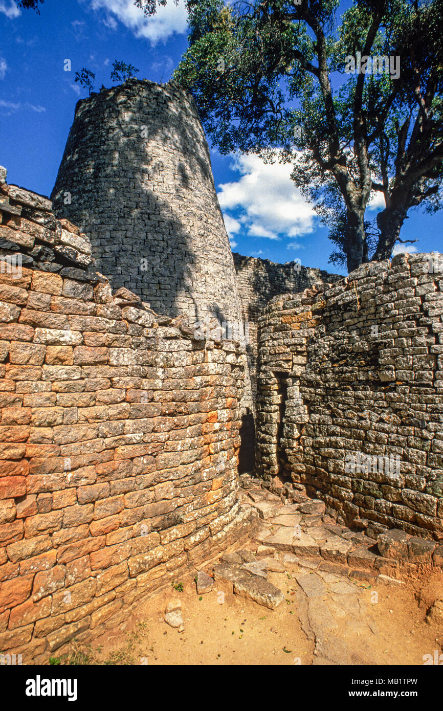 Ruins of Great Zimbabwe medieval city Masvigo provence Zimbabwe founded ...
