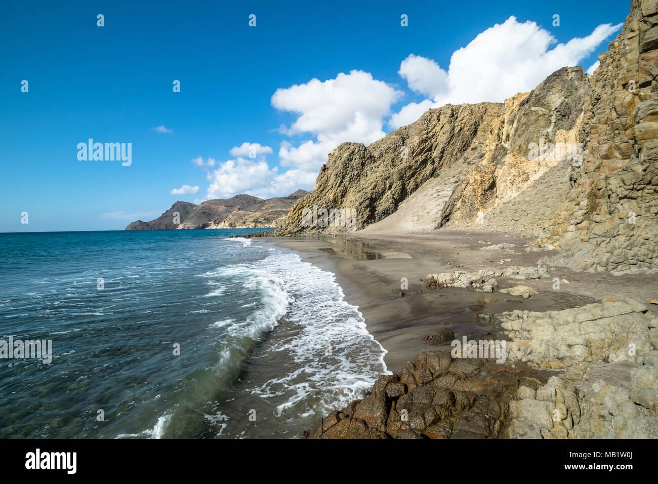 a beautiful beach cliff scene from Almeria, Spain Stock Photo - Alamy