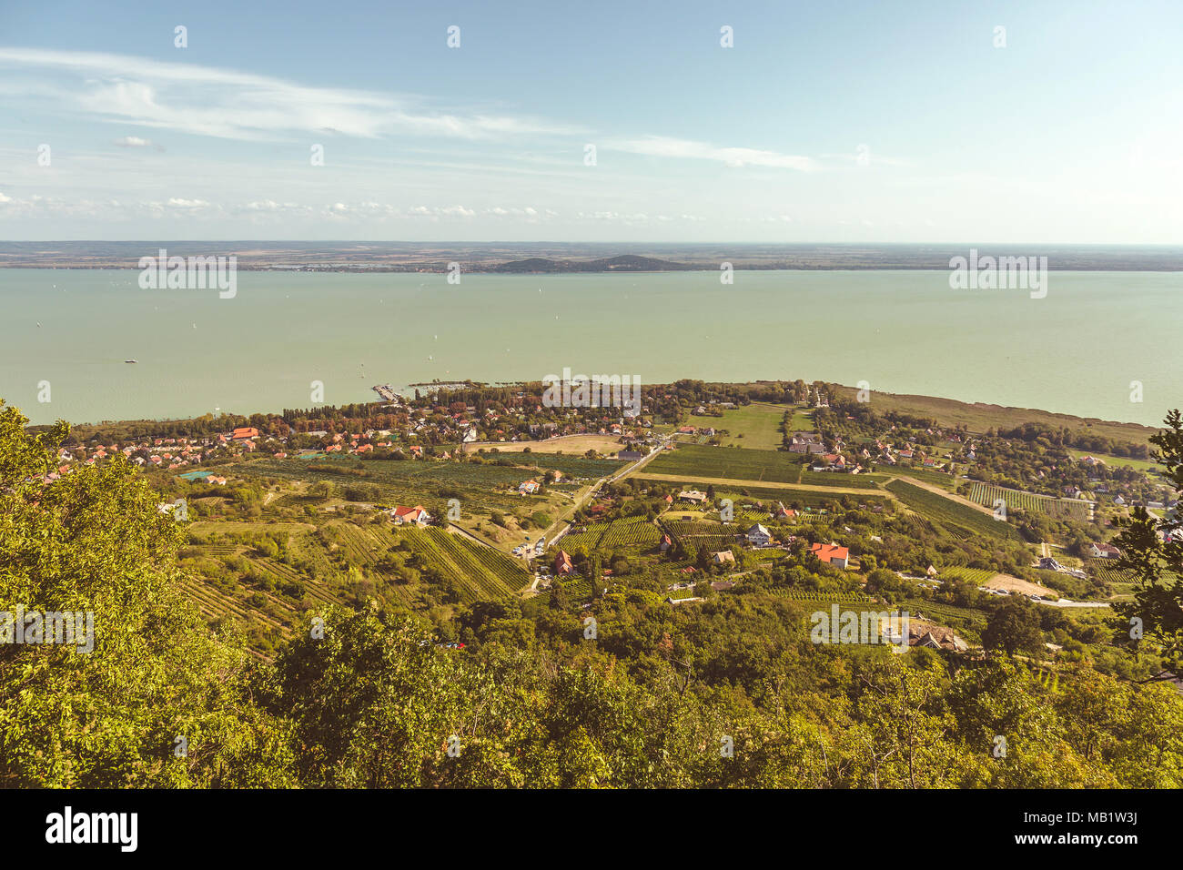 Aerial landscape fro a lake Balaton in Hungary Stock Photo - Alamy