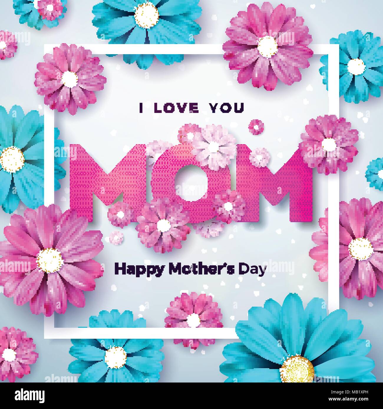 Happy Mothers Day Greeting card design with flower and typographic elements on clean background ...